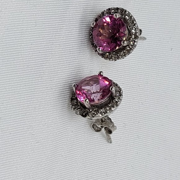 Jtv/Hsn | Jewelry | Post Back 925 Silver Earrings With Pink Stones ...
